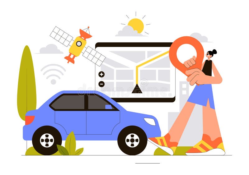 Vehicle Tracking Vector Illustration Featuring Workers Loading Products, Smart Logistics on ...