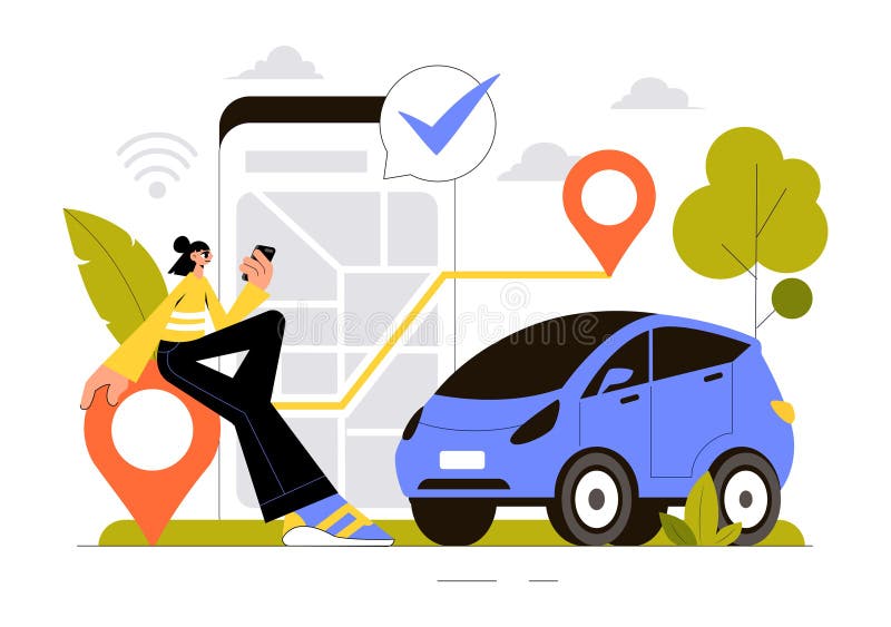 Vehicle Tracking Vector Illustration Featuring Workers Loading Products, Smart Logistics on ...