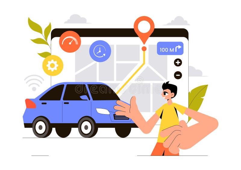 Vehicle Tracking Vector Illustration Featuring Workers Loading Products ...