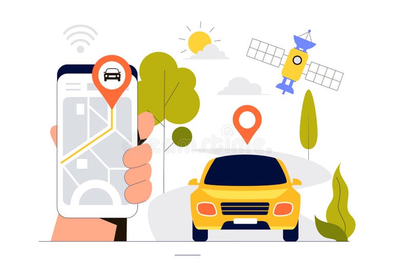 Vehicle Tracking Vector Illustration Featuring Workers Loading Products ...