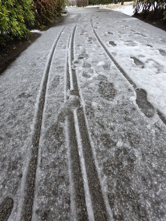 Vehicle Tracks on a Light Surface Stock Image - Image of footprints ...