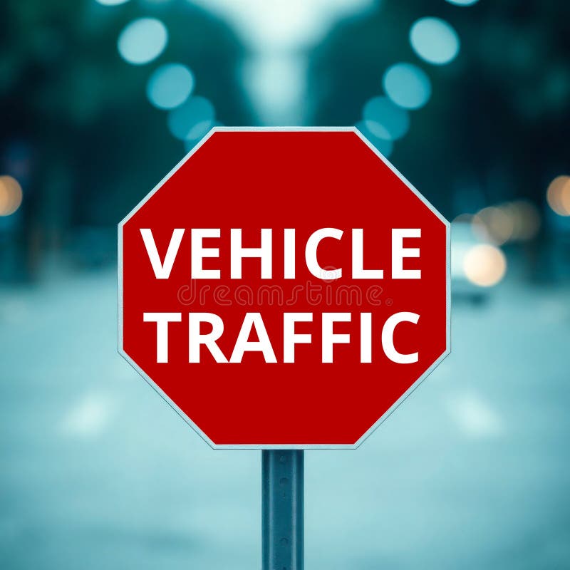 Vehicle Traffic Text Title on Red Sign Stock Illustration ...