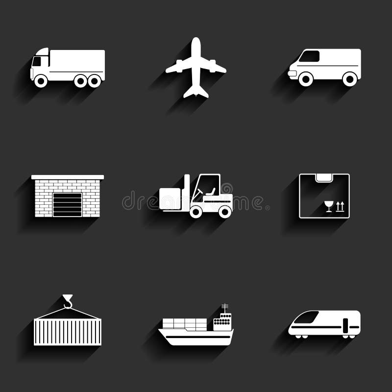 Logistic Icons | B&W Series Stock Vector - Illustration of road ...