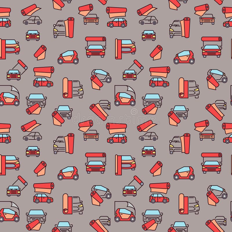 Vehicle and Vinyl Film Modern Seamless Background. Vector Car Wrapping ...