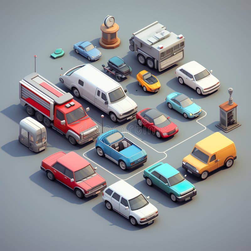 Vehicles Build an Array of 3D Isometric Vehicles Including Sleek Cars ...
