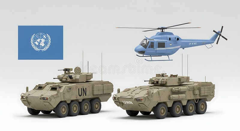 UN Peacekeeping Vehicles & Helicopter Stock Photo - Image of aviation ...