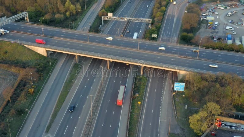 Vehicles Driving on a Freeway at Sunset Using the Junction and Bridges ...