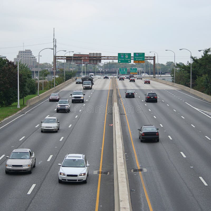 Vehicles on freeway stock photo. Image of freeway, sign - 6244322