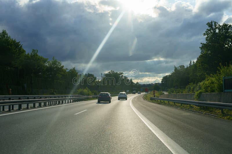Vehicles on a High-speed Highway Stock Image - Image of autobahn ...