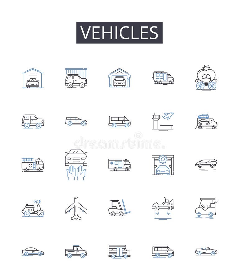 Vehicles Line Icons Collection. Learning, Online, Education, Curriculum ...