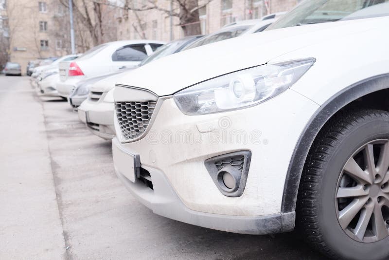 Vehicles Parked in Parking Lot Stock Photo - Image of automotive ...