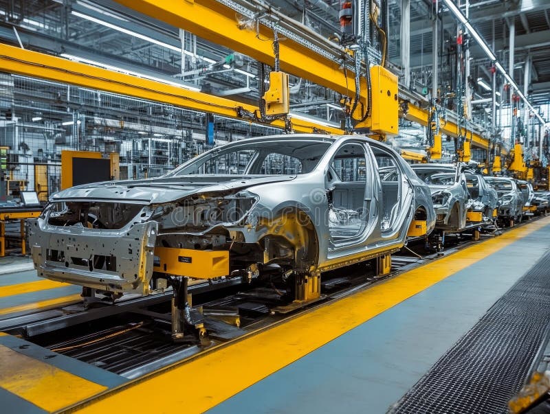 Vehicles Progressing through the Production Line in the Car Assembly ...
