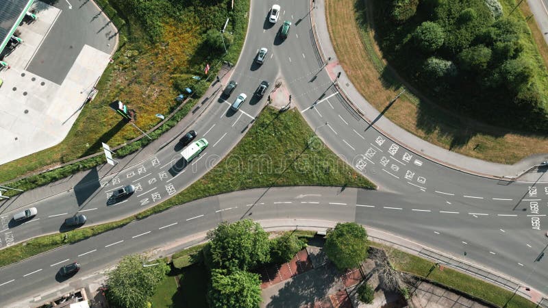 Vehicles Stopping at a Traffic Light Controlled Roundabout System Stock ...