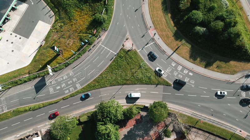 Vehicles Stopping at a Traffic Light Controlled Roundabout System Stock ...