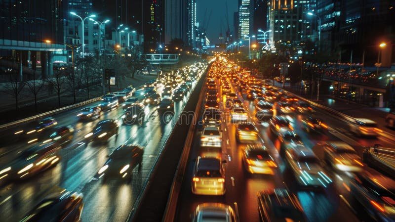 Vehicles Stuck in Heavy Traffic Congestion during Rush Hour. Stock ...