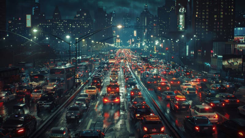 Vehicles Stuck in Heavy Traffic Congestion during Rush Hour. Stock ...