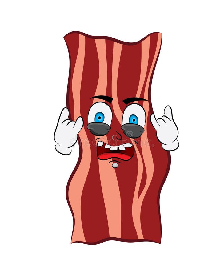 Punk Cartoon Illustration of Bacon Stock Illustration - Illustration of ...