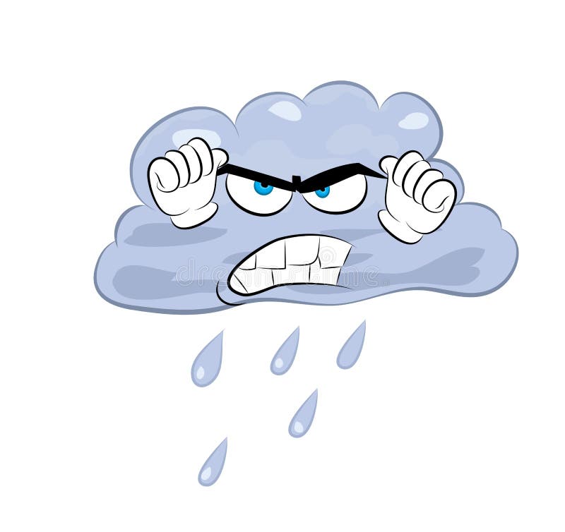 Angry Cartoon Illustration of Rain Cloud Stock Illustration ...