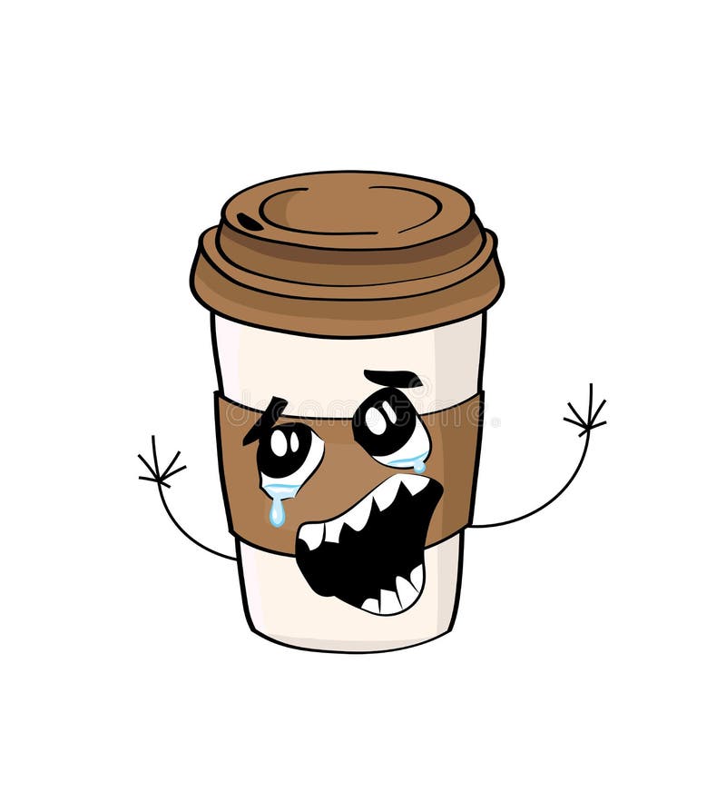 Crying Coffee Vending Machine in a Karakter Stock Vector - Illustration ...