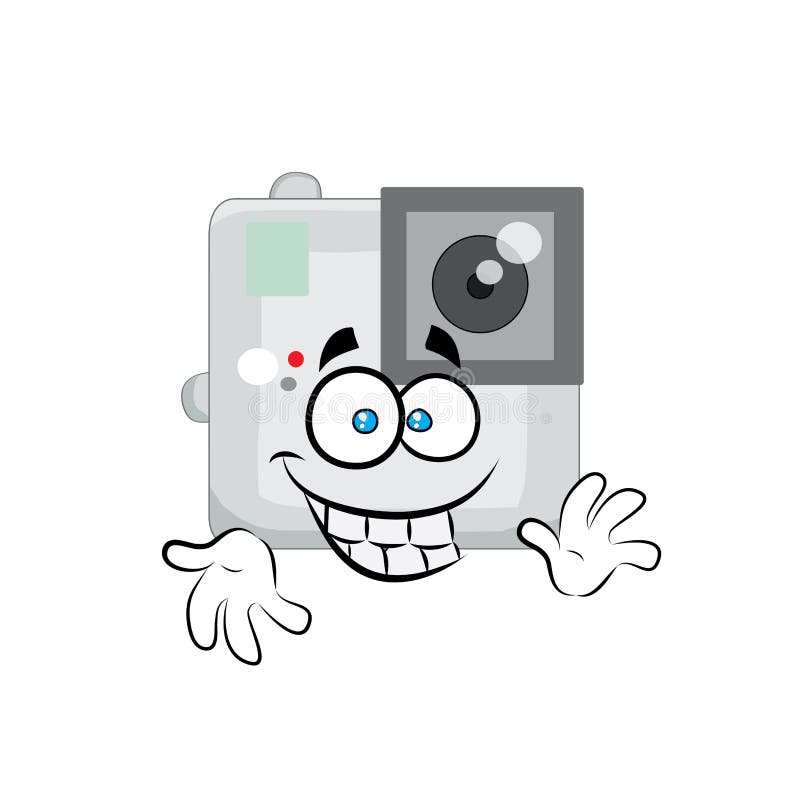 Happy Camera cartoon stock illustration. Illustration of grey - 44079475