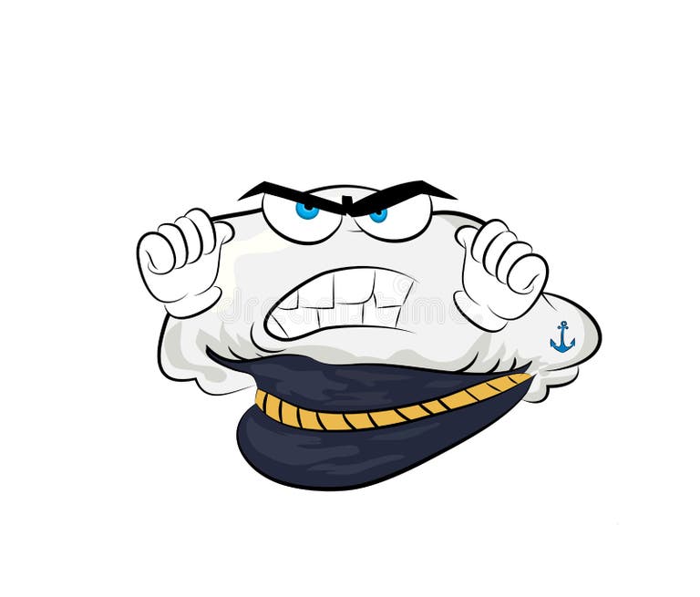 Angry Cartoon Illustration of Captain Hat Stock Illustration ...
