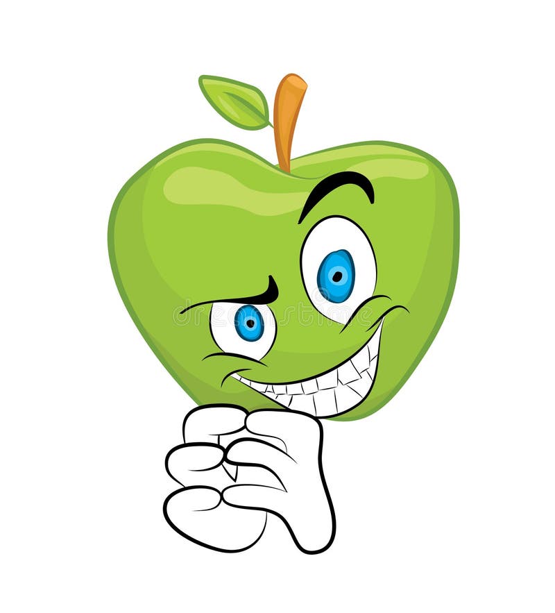 Evil Cartoon Illustration of Green Apple Stock Illustration ...