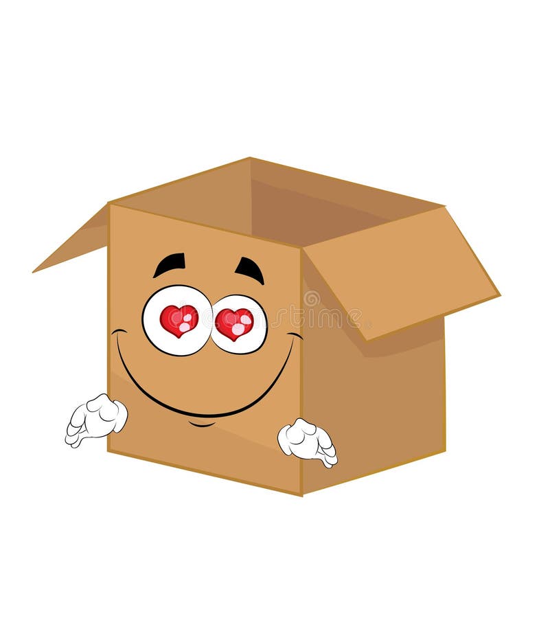 Kawaii Cute Illustration of Cardboard Box, Happy Eco Friendly Cheering ...