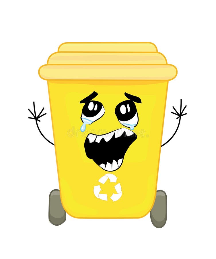 Crying Cartoon Illustration Of Garbage Container Stock Illustration ...