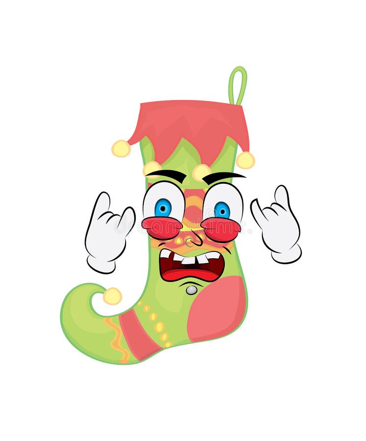 Punk Cartoon Illustration of Christmas Elf Sock Stock Illustration ...