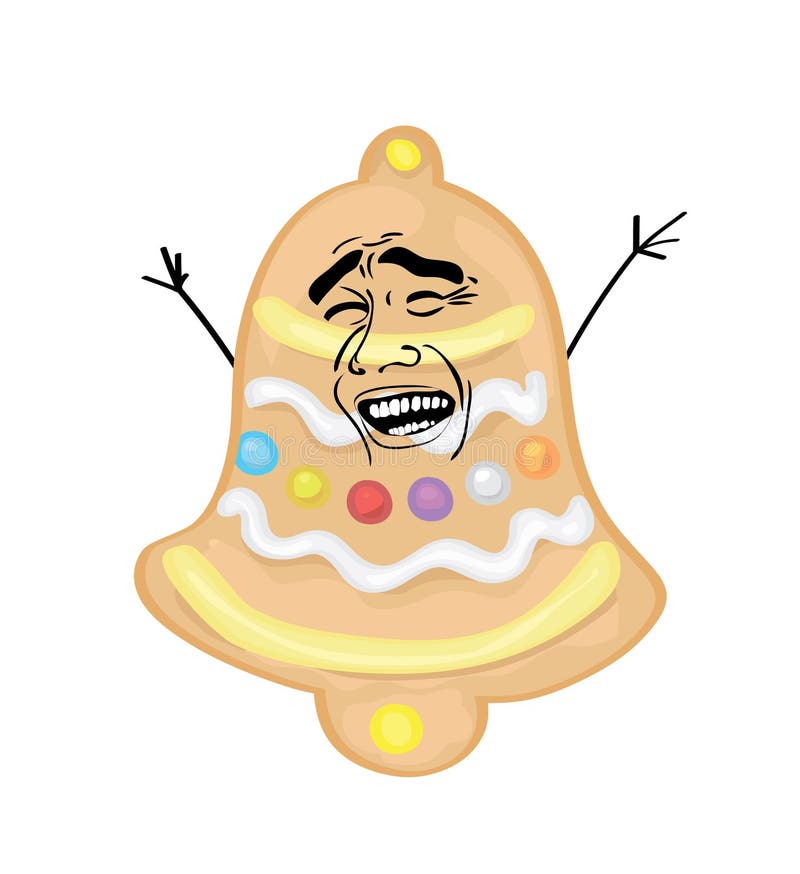 Laughing Internet Meme Illustration Of Christmas Bell Cookie Stock ...