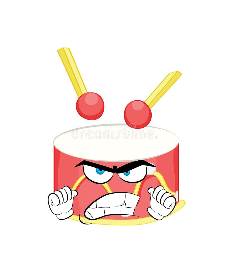 Angry Toy Drum Character Cartoon Stock Vector - Illustration of ...