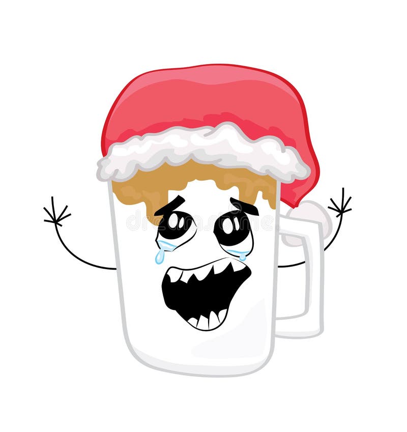 Crying Internet Meme Illustration of Christmas Cup with Coffee Stock ...
