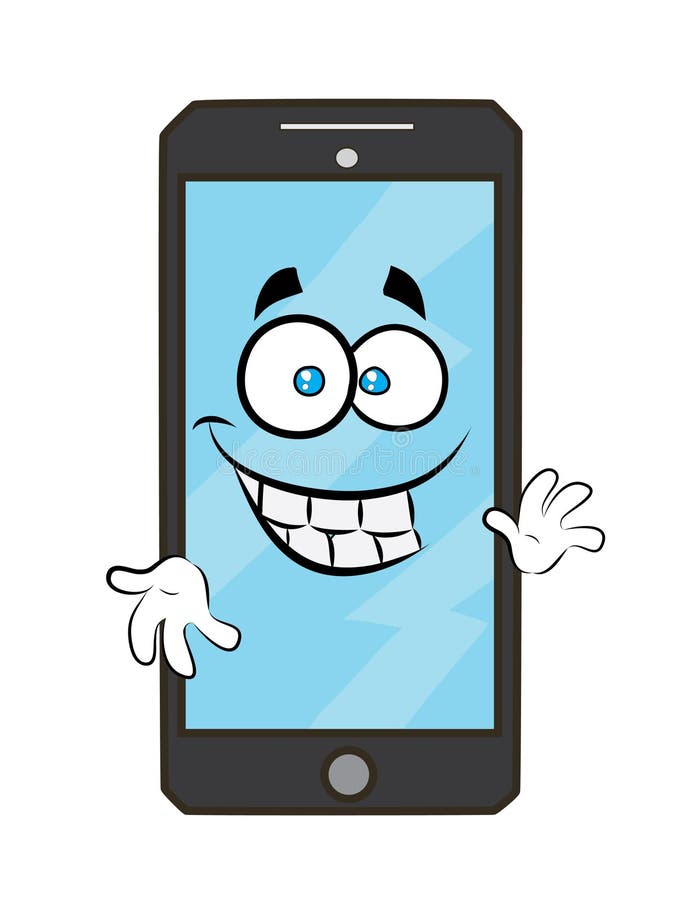 Happy phone cartoon stock illustration. Illustration of cell - 43762084