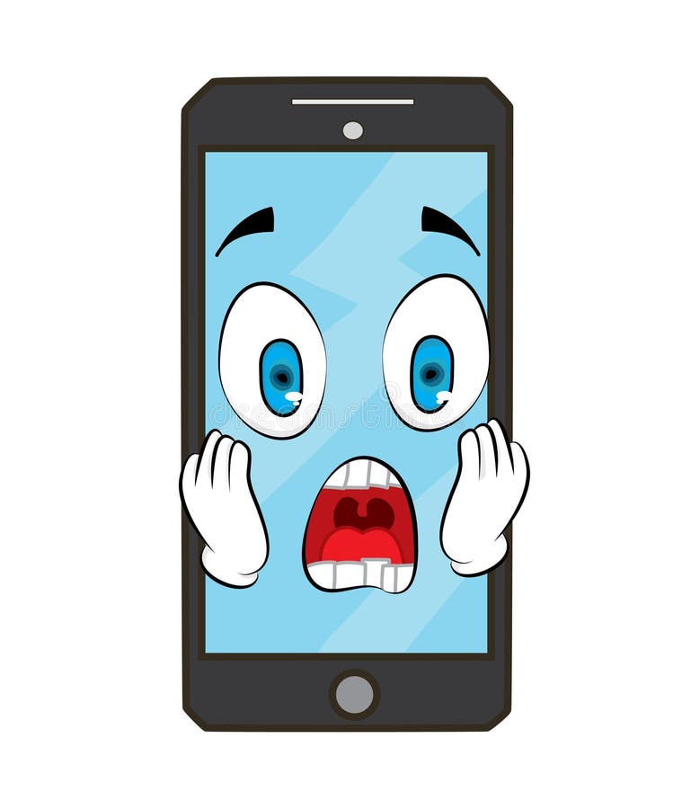 Scared phone cartoon stock illustration. Illustration of white - 43762042