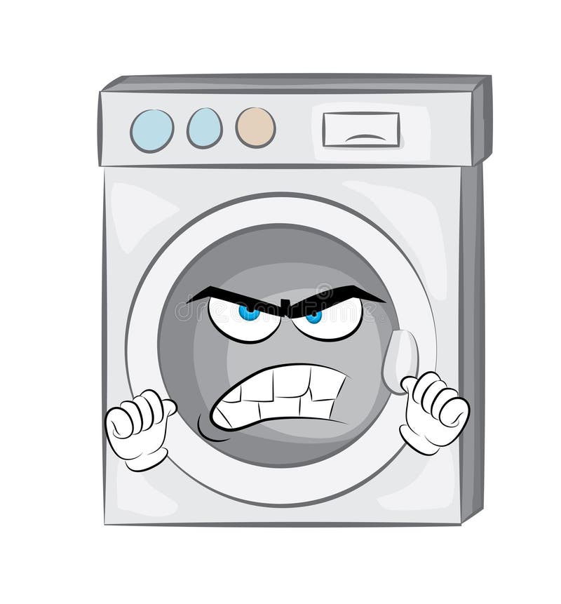 Washer Angry Emotion Isolated. Evil Washing Machine Cartoon Style Stock ...