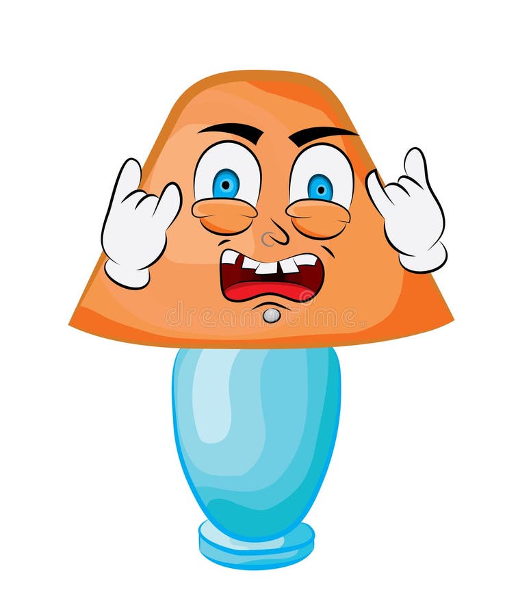 Punk Cartoon Illustration of Table Lamp Stock Illustration ...
