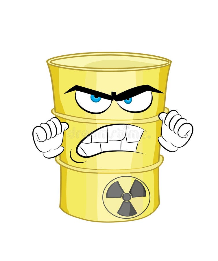 Angry Cartoon Illustration of Toxic Waste Barrel Stock Illustration ...