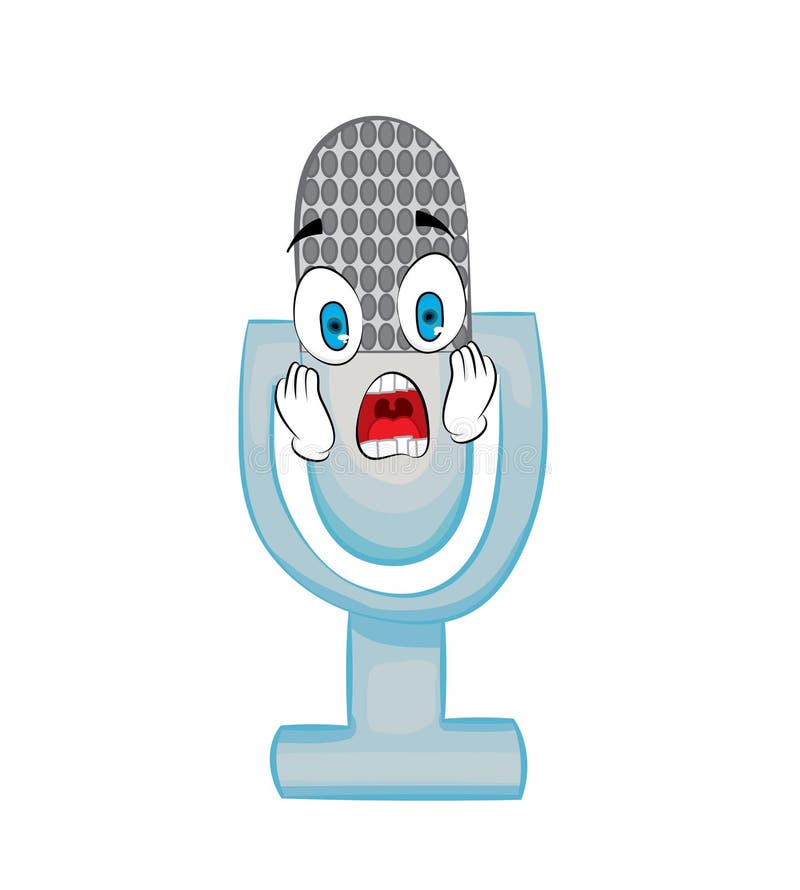 Scared microphone cartoon stock illustration. Illustration of sound ...