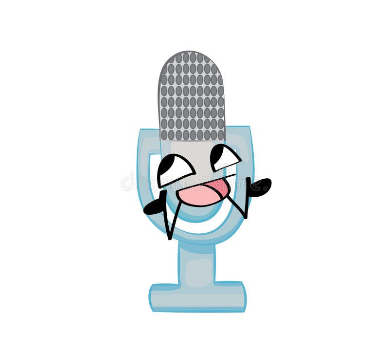 Happy microphone cartoon stock illustration. Illustration of happy ...