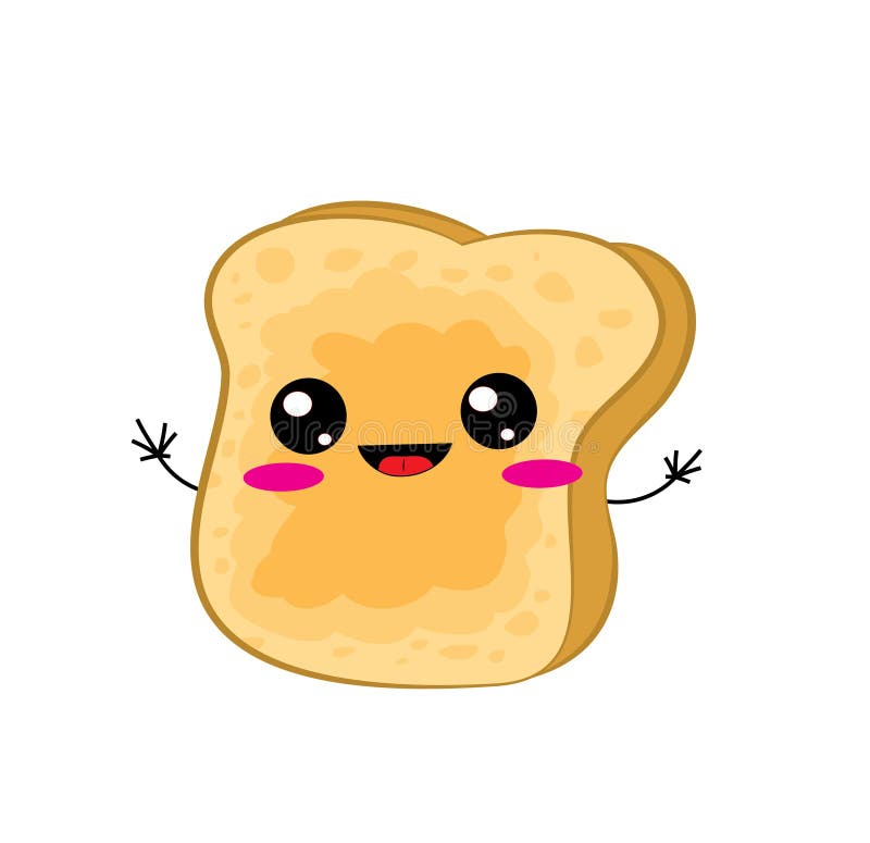 Cute Cartoon Illustration of Toast Stock Illustration - Illustration of ...