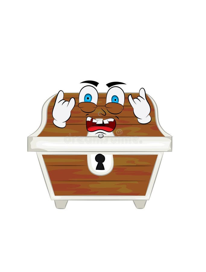 Punk Cartoon Illustration of Wooden Chest Stock Illustration ...