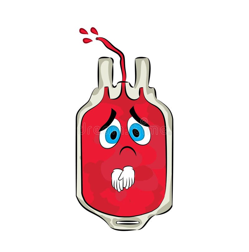 Sad Cartoon Illustration of Blood Pack Stock Illustration ...