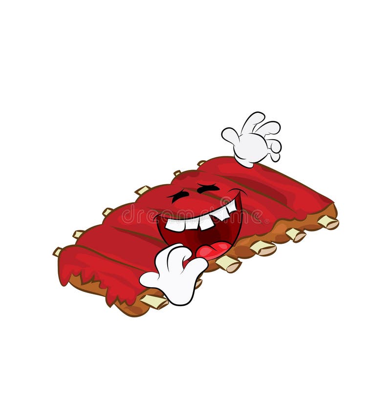 Laughing Cartoon Illustration of Bbq Ribs Stock Illustration ...