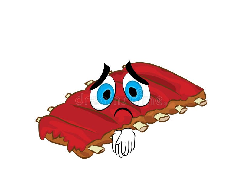 Sad Cartoon Illustration Of Bbq Ribs Stock Illustration Illustration