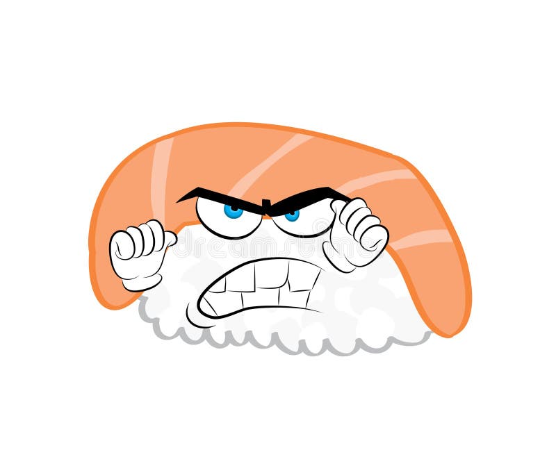 Angry Ika Sushi in the Cartoon Shape Stock Vector - Illustration of ...