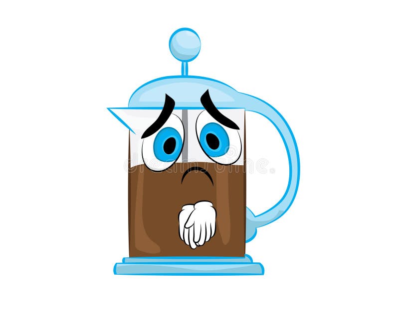 Sad Cartoon Illustration of French Press Coffee Maker Stock ...