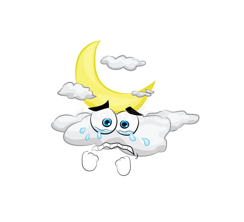 Crying moon stock vector. Illustration of moon, vector - 48434758