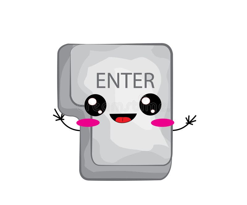 Cute Cartoon Illustration of Enter Button Stock Illustration ...