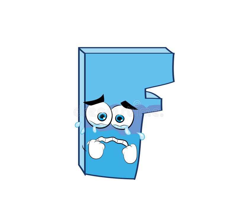Crying Cartoon Illustration of Blue F Letter Stock Illustration ...