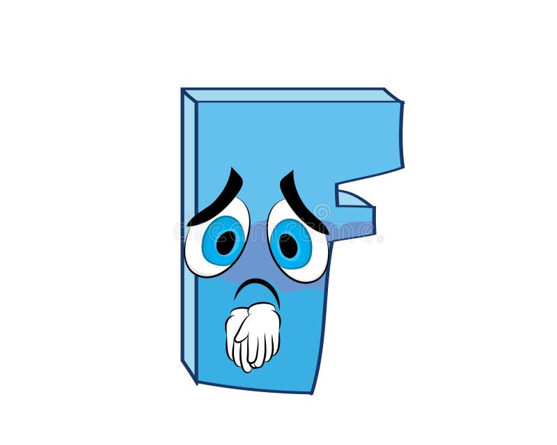 Sad Cartoon Illustration of Blue F Letter Stock Illustration ...